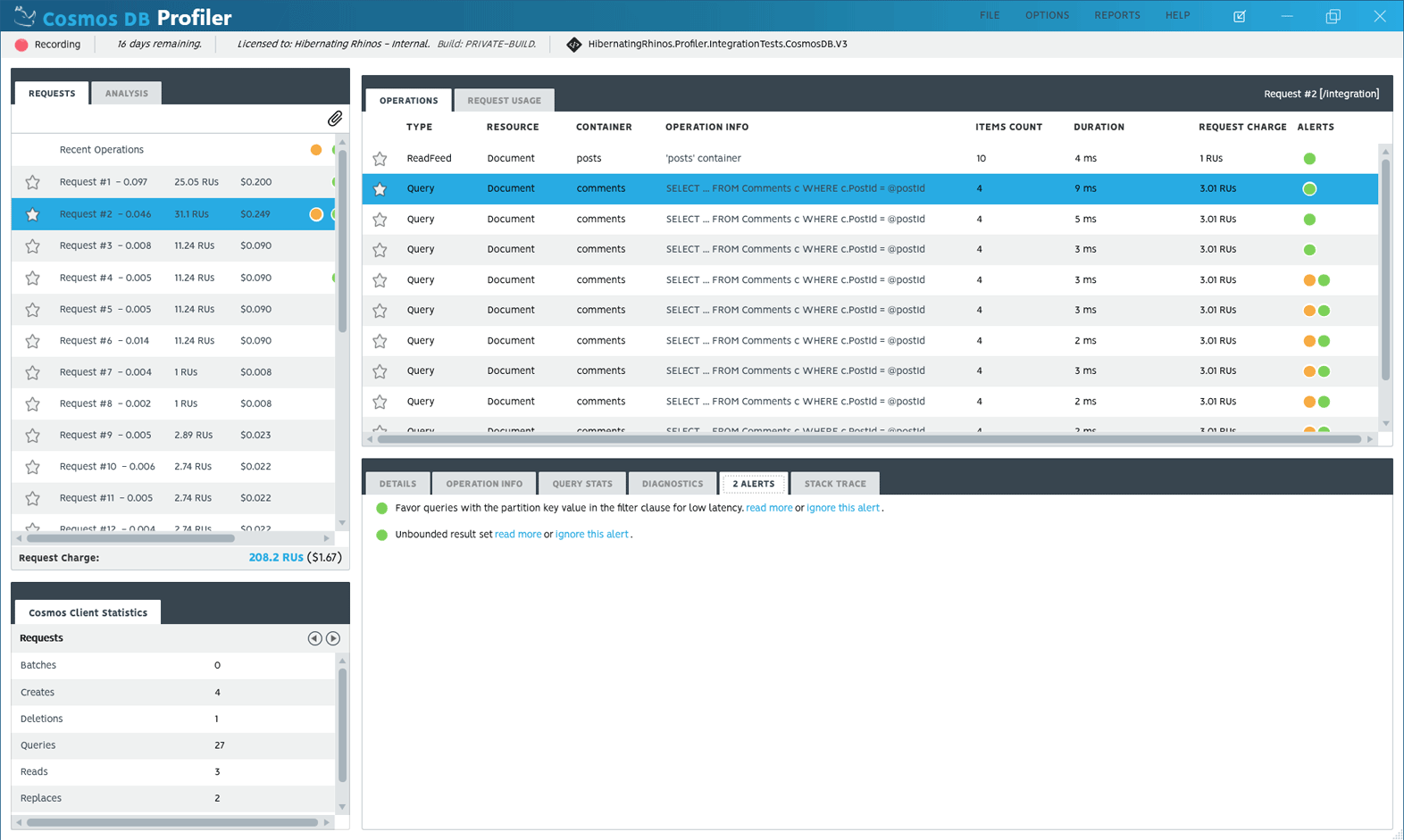 Cosmos DB Profiler - Hibernating Rhinos