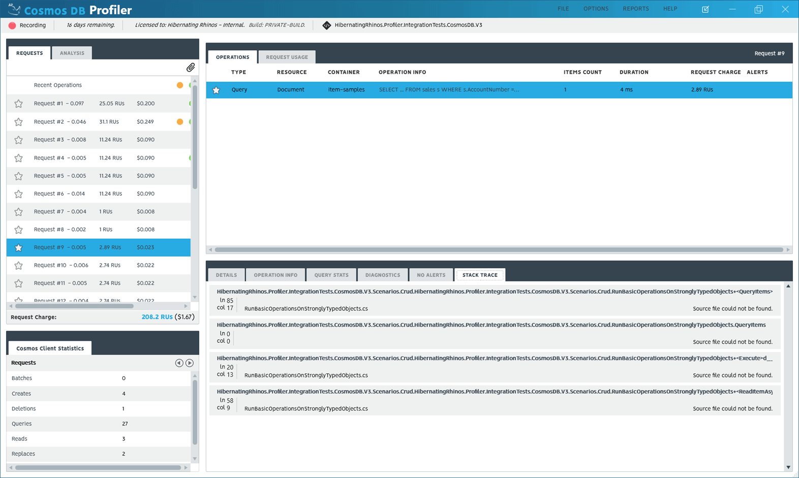 Cosmos DB Profiler - Hibernating Rhinos