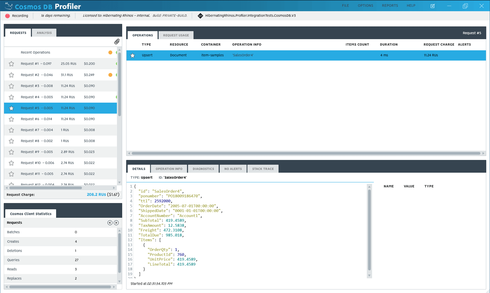 Cosmos DB Profiler - Hibernating Rhinos
