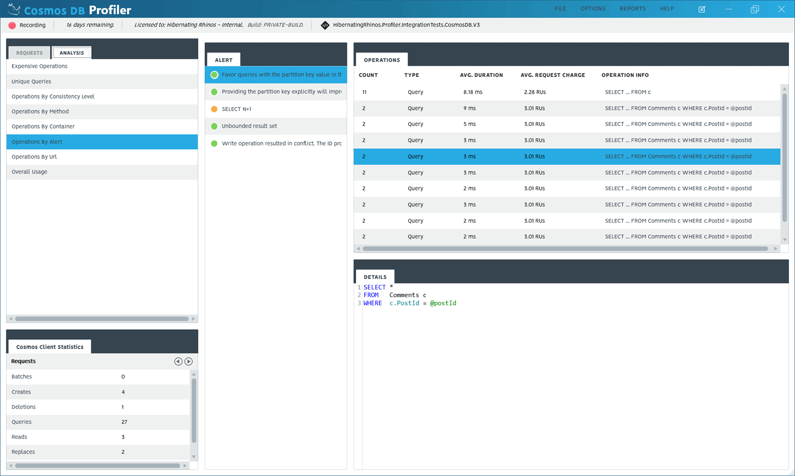 Cosmos DB Profiler - Hibernating Rhinos