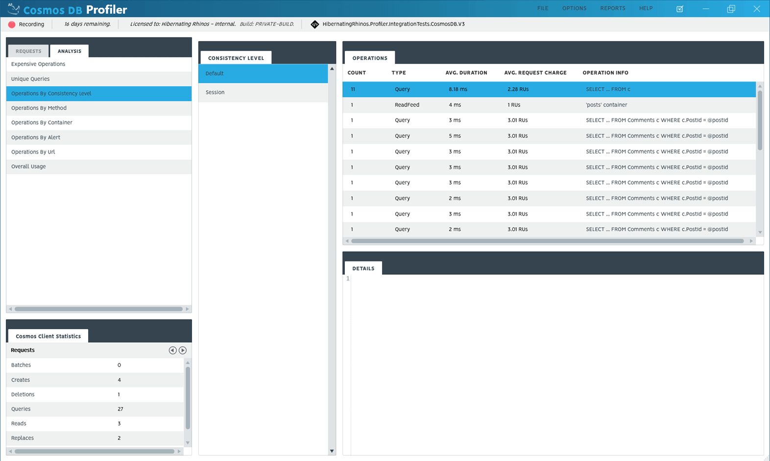 Cosmos DB Profiler - Hibernating Rhinos