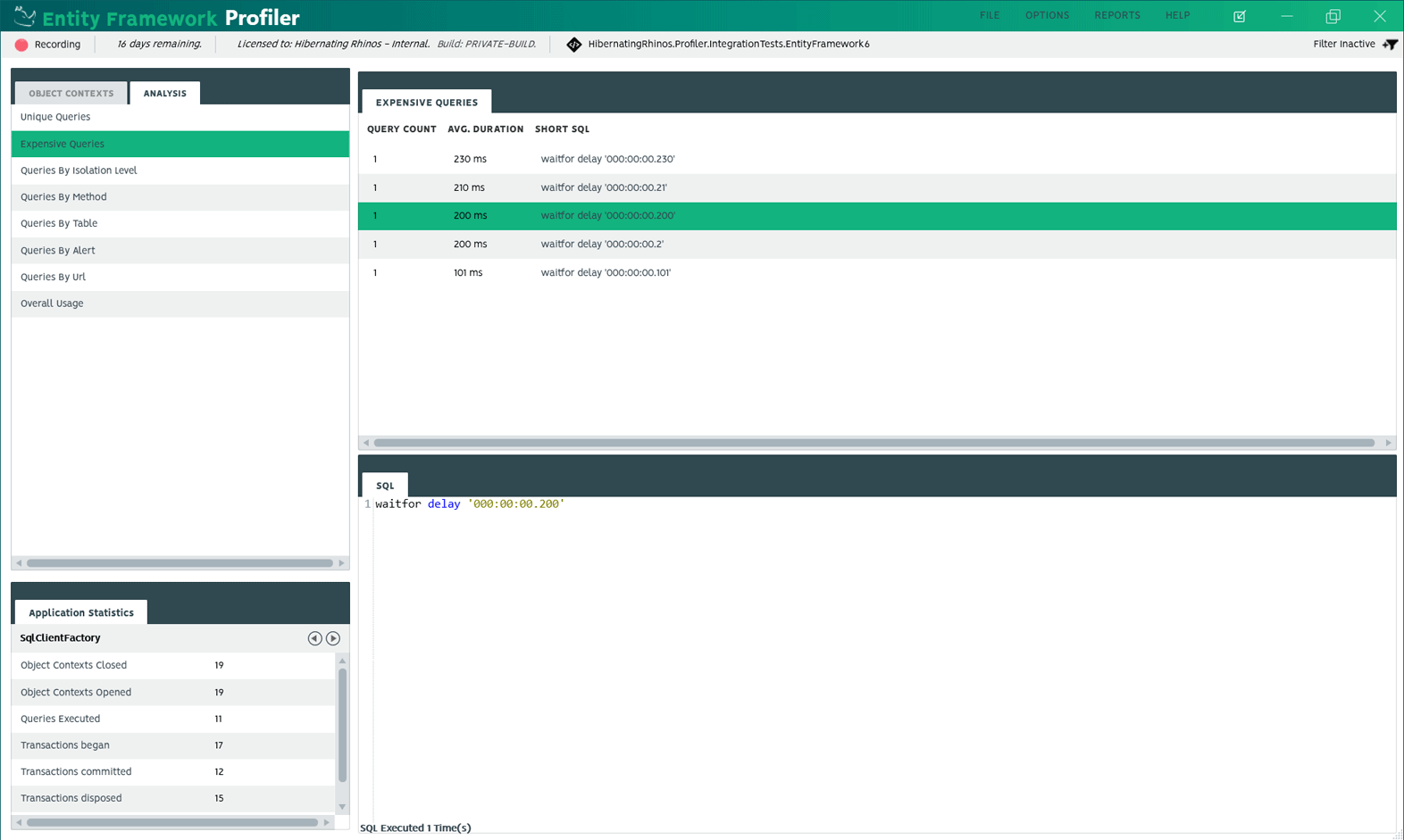 Entity Framework Profiler - Hibernating Rhinos