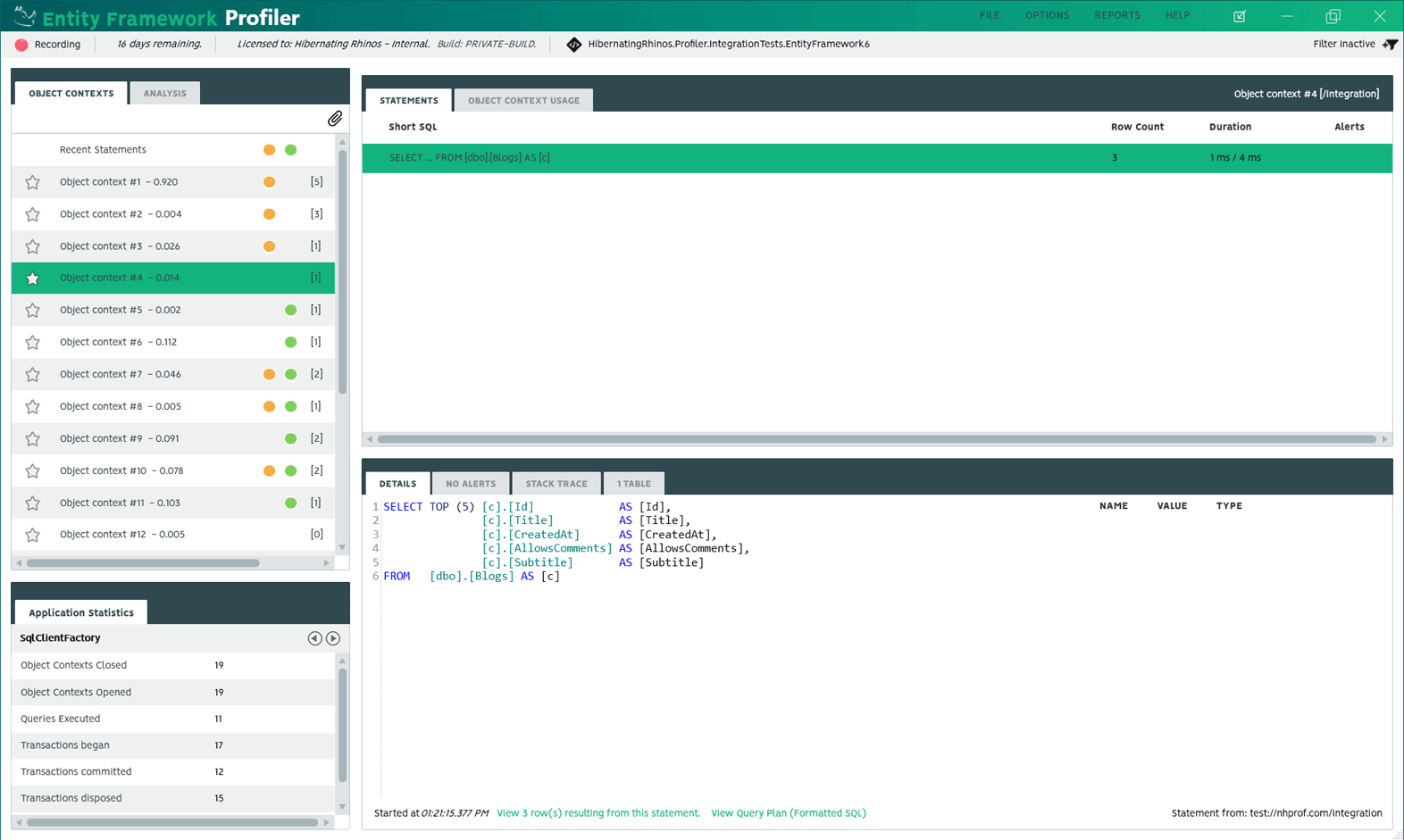 Entity Framework Profiler - Hibernating Rhinos