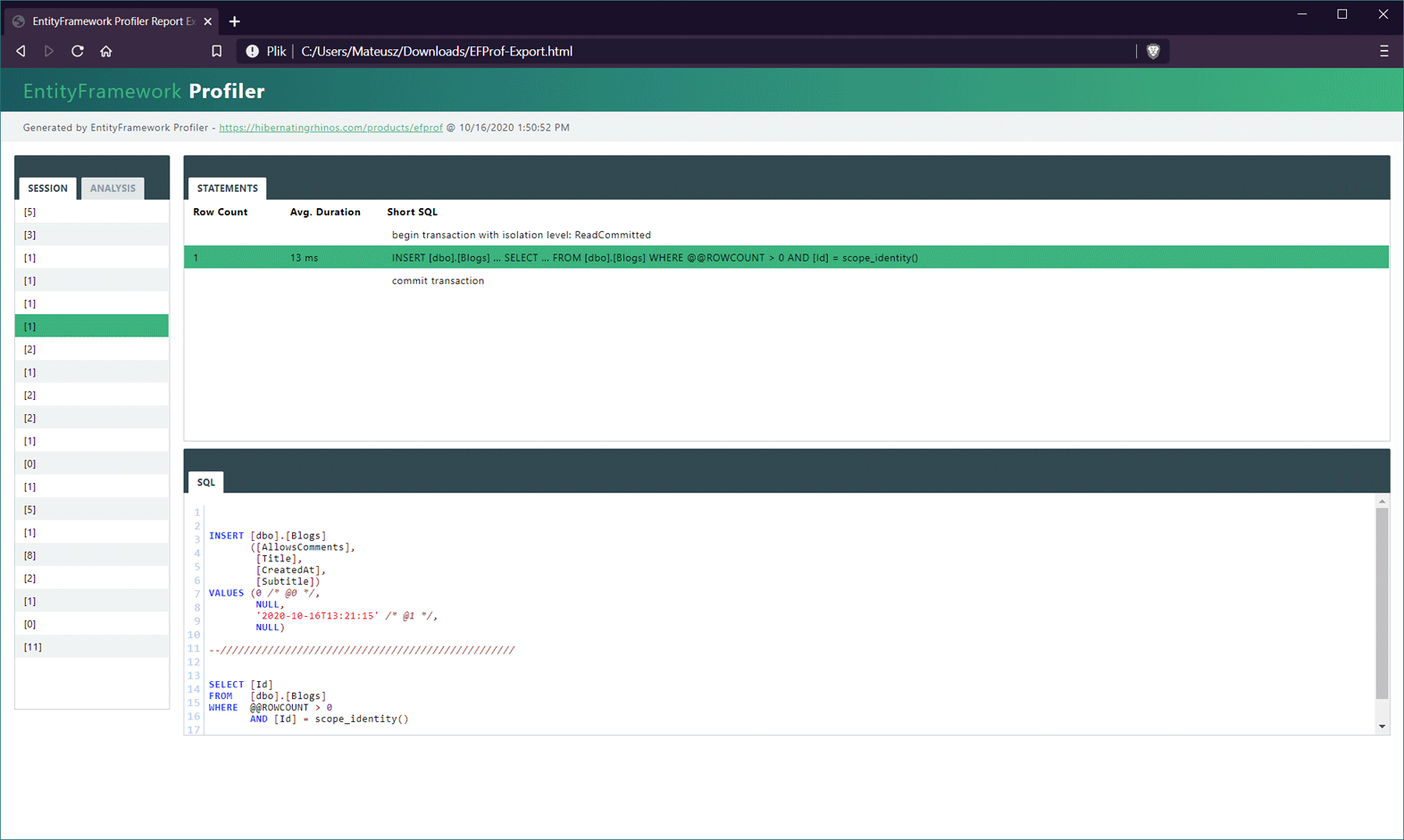 Entity Framework Profiler - Hibernating Rhinos