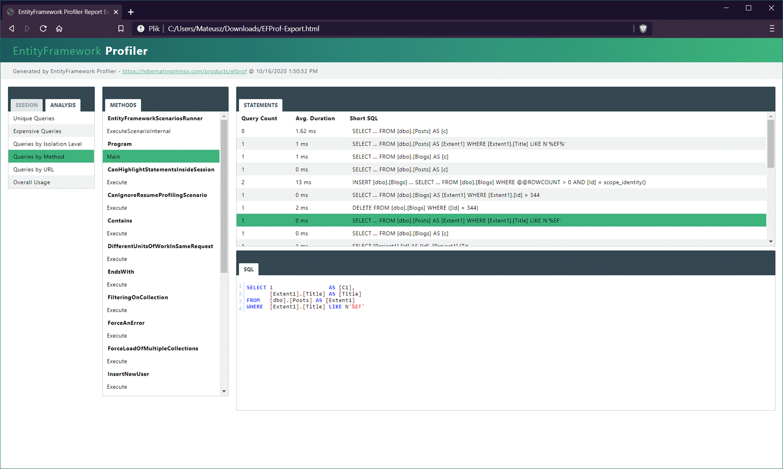 Entity Framework Profiler - Hibernating Rhinos