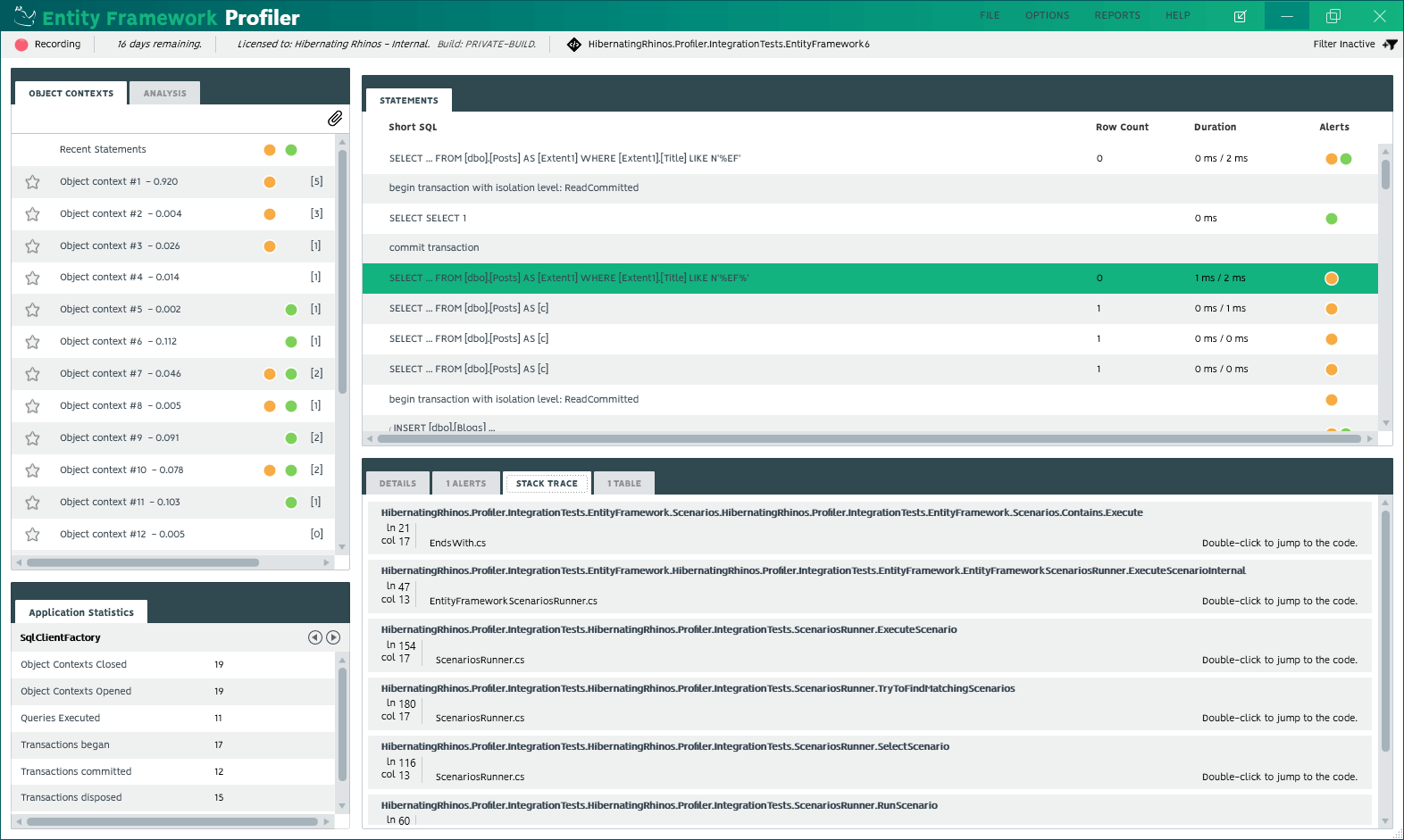 Entity Framework Profiler - Hibernating Rhinos