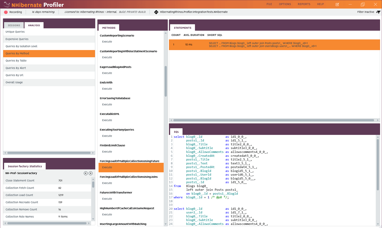 NHibernate Profiler - Hibernating Rhinos