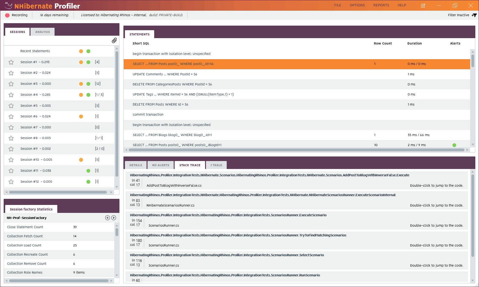 NHibernate Profiler - Hibernating Rhinos